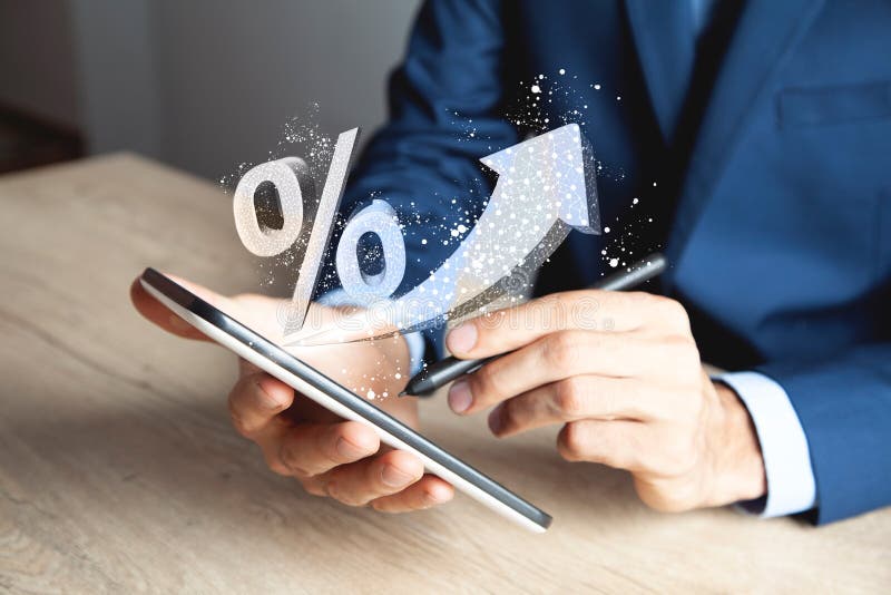 High Percent Interest. Percent Up Icon Stock Photo - Image of data ...
