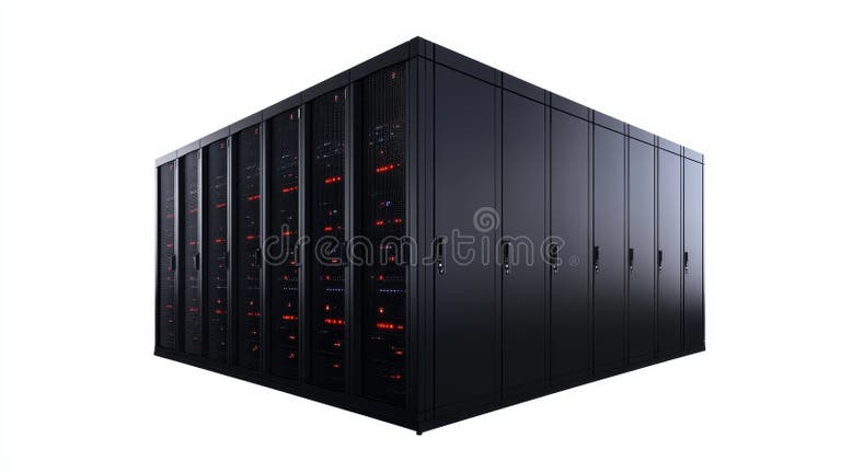 High Performance Black Server with Red Lights Secure Data Storage and ...
