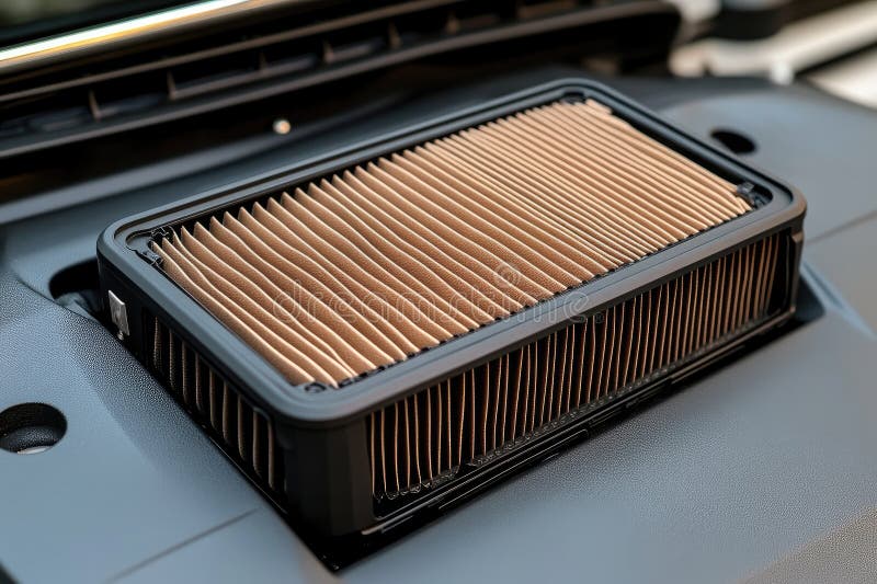 High-Performance Car Air Filter in Engine Bay Stock Illustration ...
