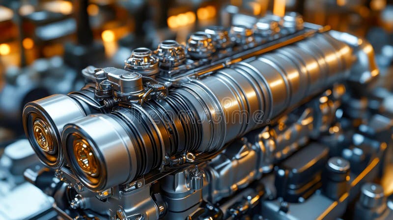 High-performance Car Engine with Intricate Mechanical Details and ...