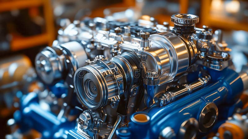 High-performance Car Engine with Intricate Mechanical Details and ...