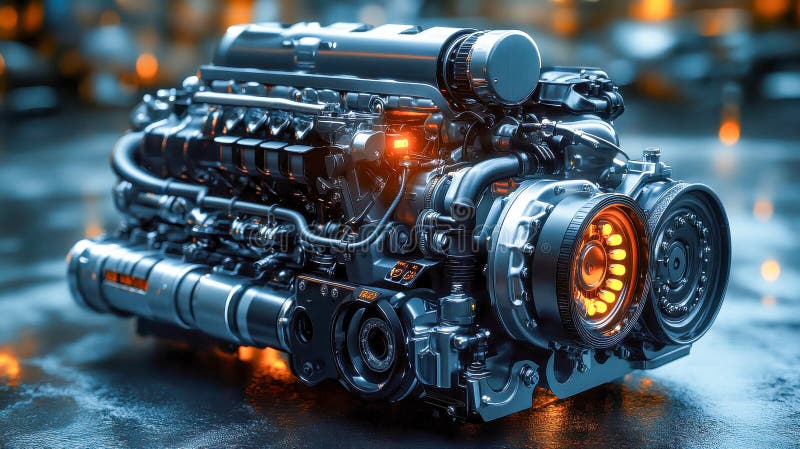 High-performance Car Engine with Intricate Mechanical Details and ...