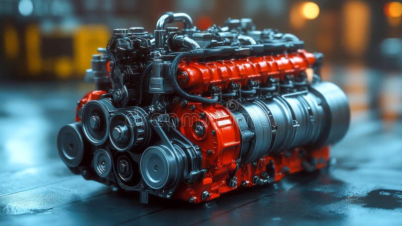A High-performance Car Engine with Intricate Metallic Details ...