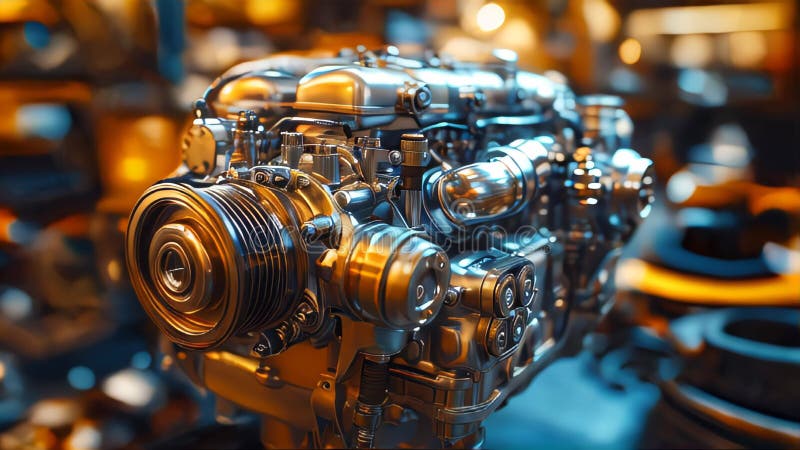 A High-performance Car Engine with Intricate Metallic Details ...