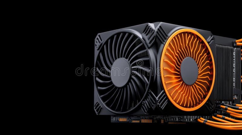Highperformance Cooling System on a Sleek Black and Orange Design Stock ...