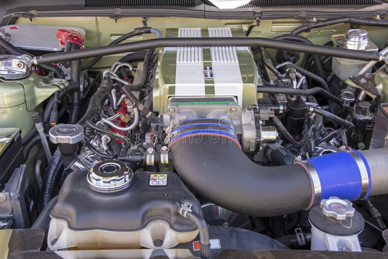 Customized V8 Engine Compartment Stock Image - Image of automotive ...