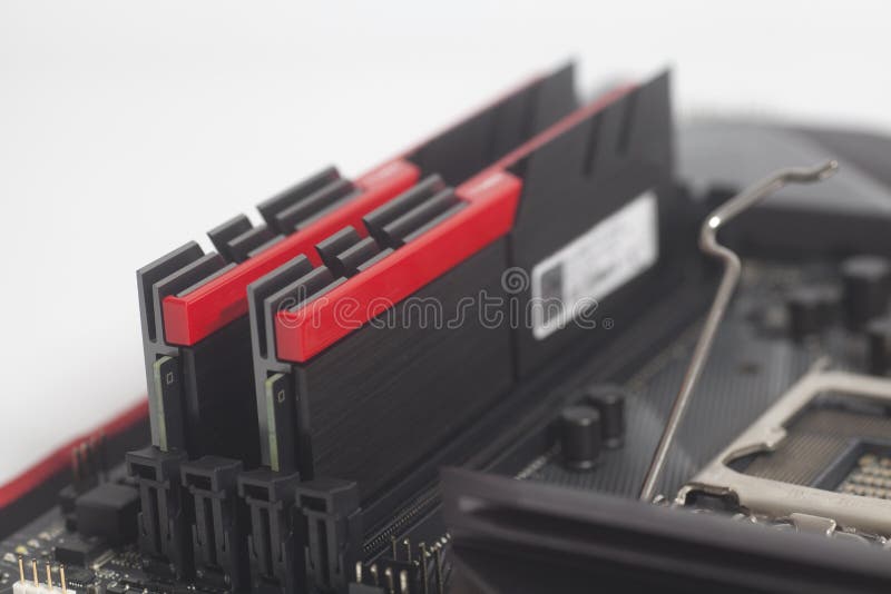 High Performance DDR4 Computer Memory RAM on Motherboard Stock Photo ...
