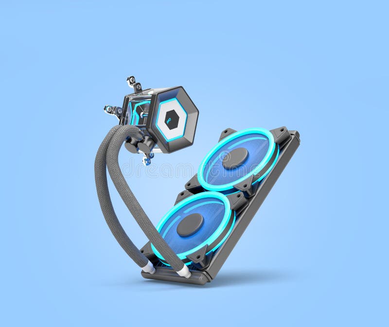 High Performance Desktop PC and Cooling System 3d Render on Blue Stock ... High Performance Desktop PC and Cooling System 3d Render on Blue Stock ...