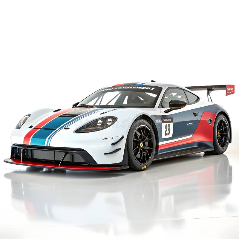 Racing Car with Electric Power Isolated on White Background Stock ...