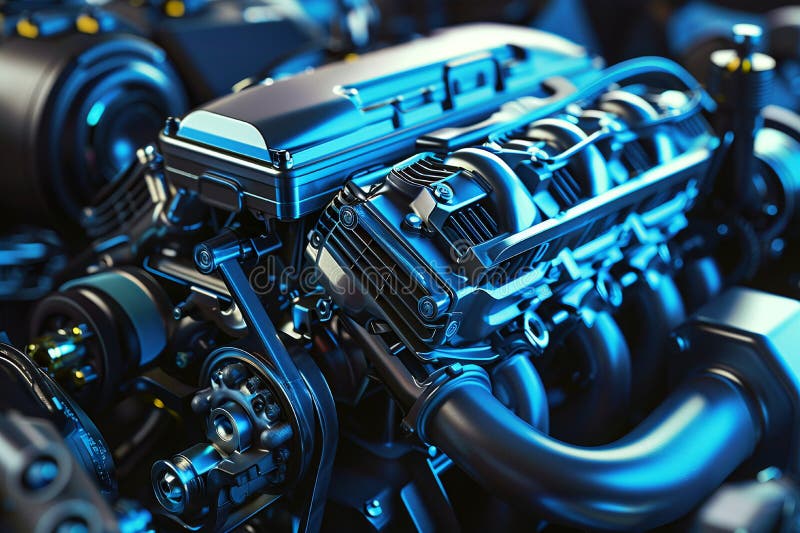 High-performance Engine Close-up, Featuring Advanced Turbocharged ...