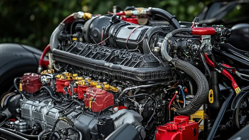 High-performance Engine Showcase Auto Workshop Mechanical Detail Indoor ...