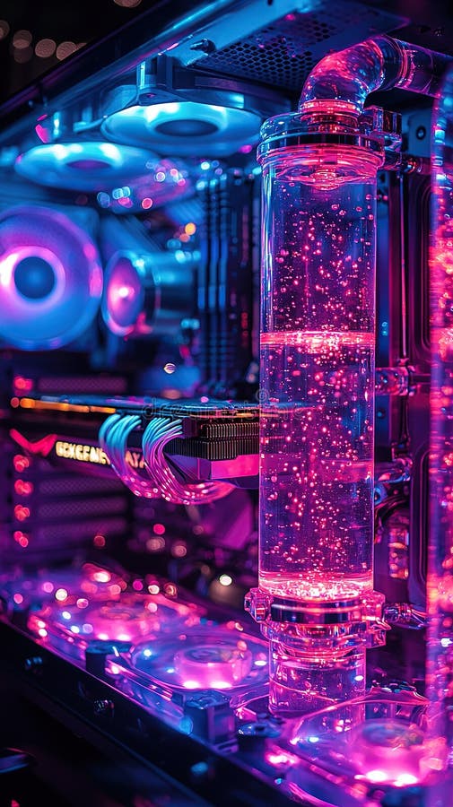 A High-performance Gaming Computer, Showcasing a Custom Liquid Cooling ...