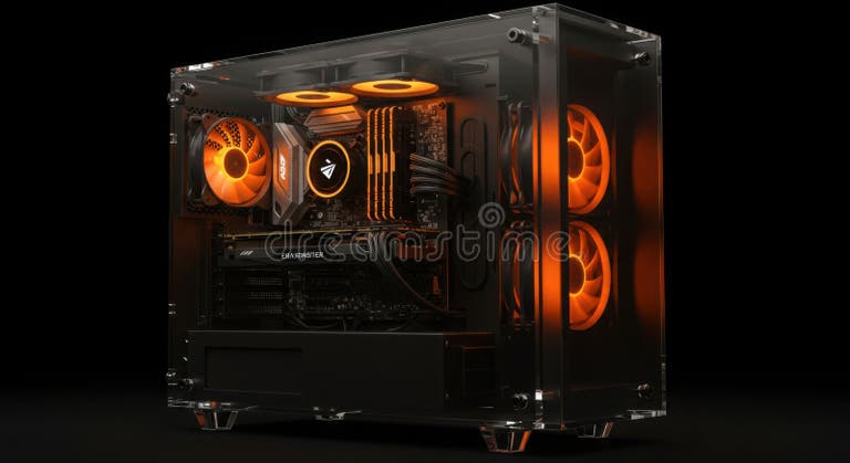 High-performance Gaming Pc with Rgb Lighting Showcase Inside a Sleek ...