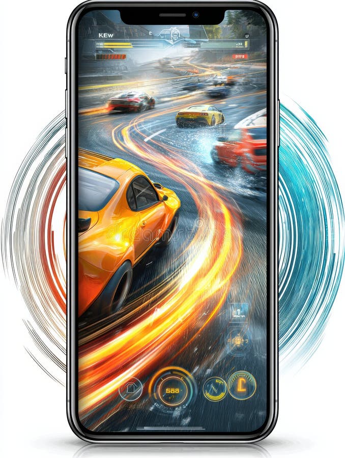 High-performance Gaming Smartphone Displaying Thrilling Racing Game UI ...