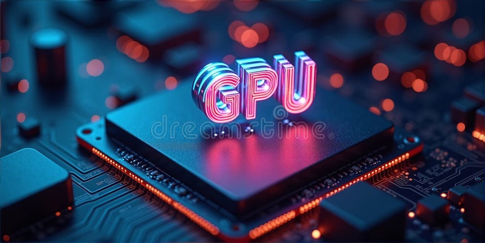 High-performance Gpu Processor Mounted on Advanced Technological Motherboard Circuitry Stock ...