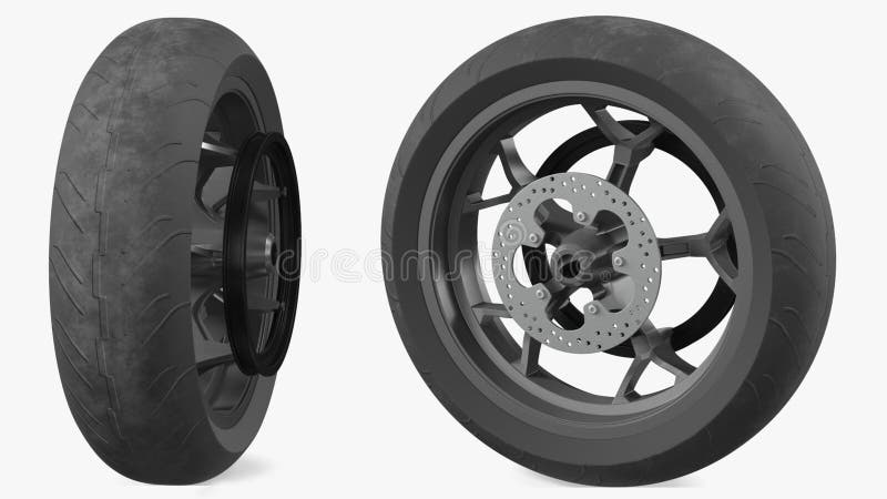 High-Performance Motorcycle Front and Rear Wheels Set Stock Image ...
