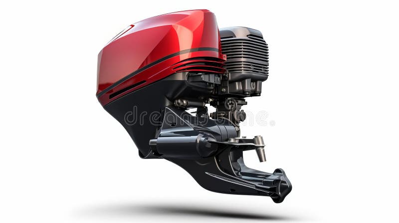 High-performance Outboard Motor with Sleek Red and Black Design Stock ...