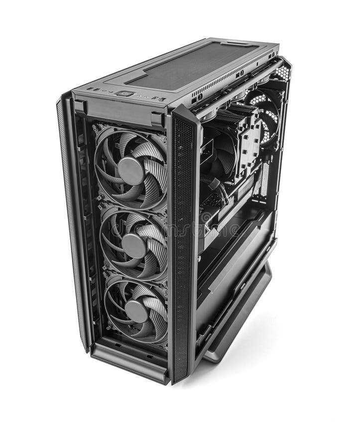 A High-performance PC Case with Three Large Front Fans Stock Photo ...