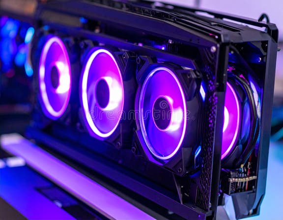 High-Performance PC Cooling System with RGB Fans Stock Illustration ...