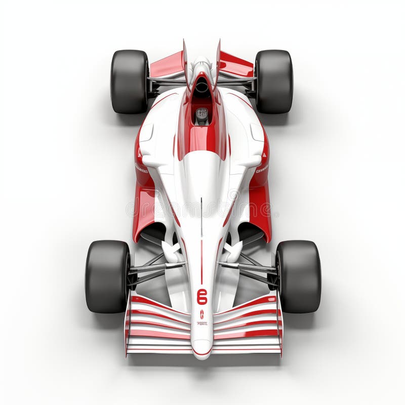High-Performance Red and White Formula One Racing Car Top View Stock ...