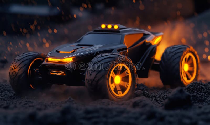 High-performance Remote Control Car with Glowing Orange Lights on ...