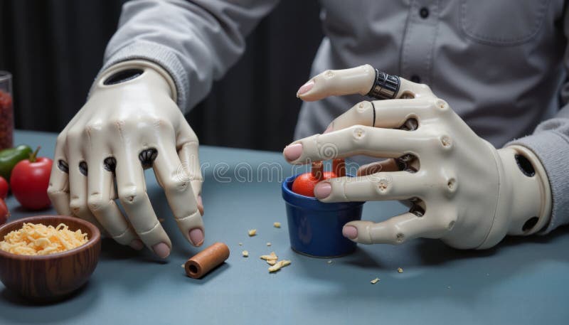 High-performance Robotic Prosthetic Hand Gripping Objects on Table ...