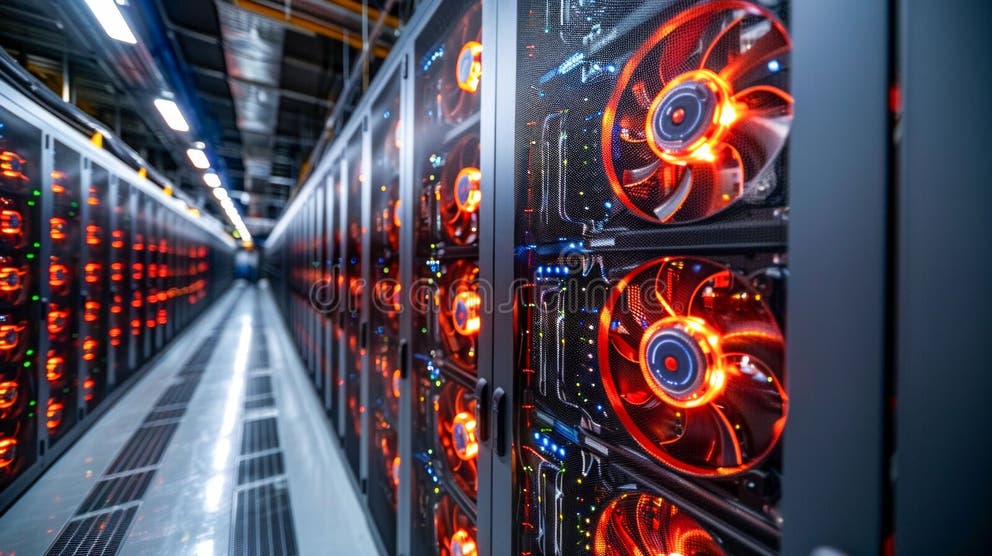 High-Performance Server Cooling Systems in a Data Center. Generative Ai ...