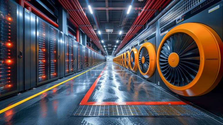 High-Performance Server Cooling Systems in a Data Center. Generative Ai ...