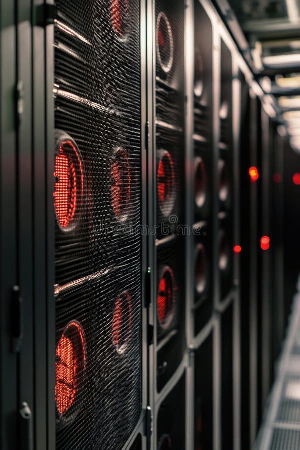 High-performance Servers with Red Lights Stock Photo - Image of ...