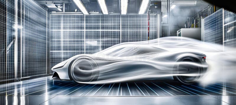High-Performance Sports Car Prototype Undergoing Wind Tunnel Testing ...