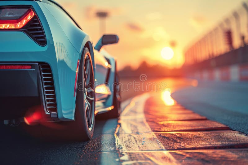High Performance Sports Car on Racetrack with Ample Space for Text ...