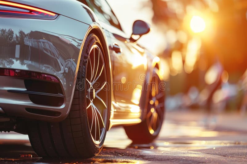 High Performance Sports Car Racing on Track with Close Up View and ...