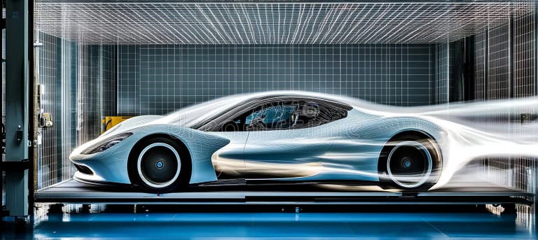 High-Performance Sports Car Undergoing Wind Tunnel Testing with ...