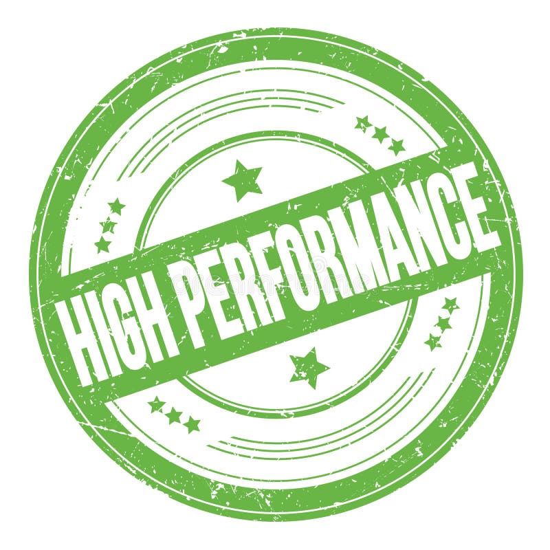 HIGH PERFORMANCE Text Written on Red Grungy Round Stamp Stock ...