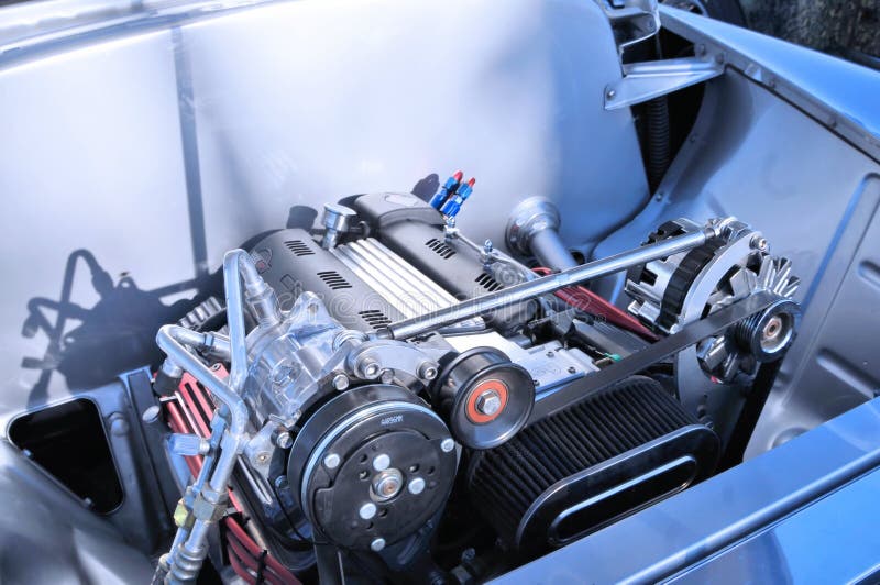 High Performance V-8 Engine in 1951 Chevy Stock Image - Image of ...