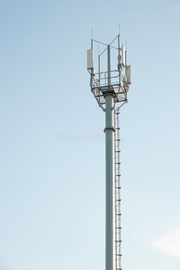 High Pillar with Mobile Transmitters Against Blue Sky Stock Image ...