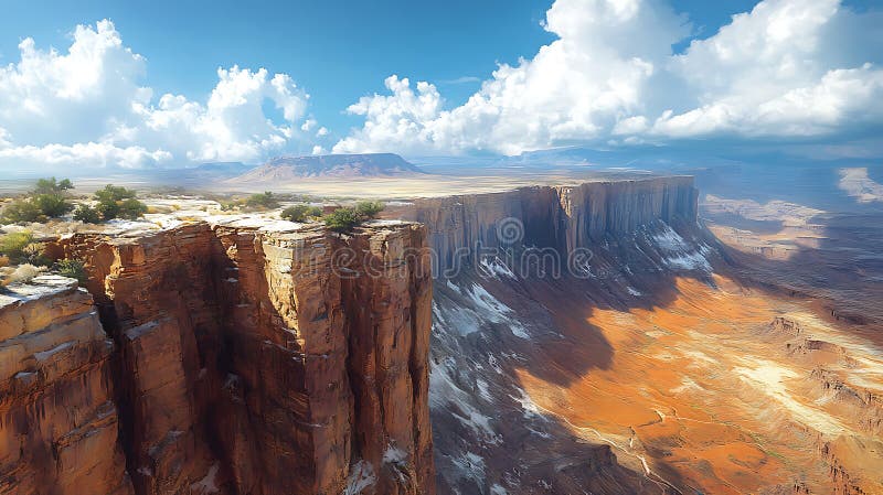 High Plateau with Dramatic Cliffs Overlooking an Expansive Desert ...