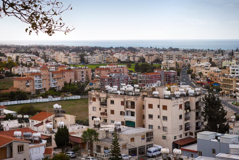 High Point View To the Paphos City Stock Photo - Image of travel, blue ...