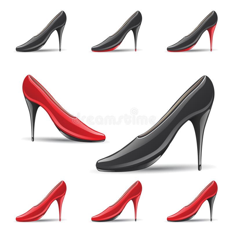 Realistic Detailed 3d Woman High Heel Red Shoes. Vector Stock Vector ...