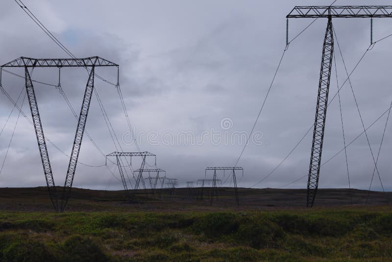 High Power Electricity Power Line in Iceland Stock Image - Image of ...