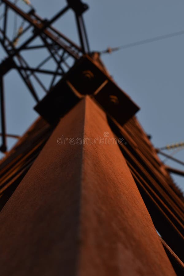 High Power Line Support. Old Metal Structure Stock Image - Image of ...