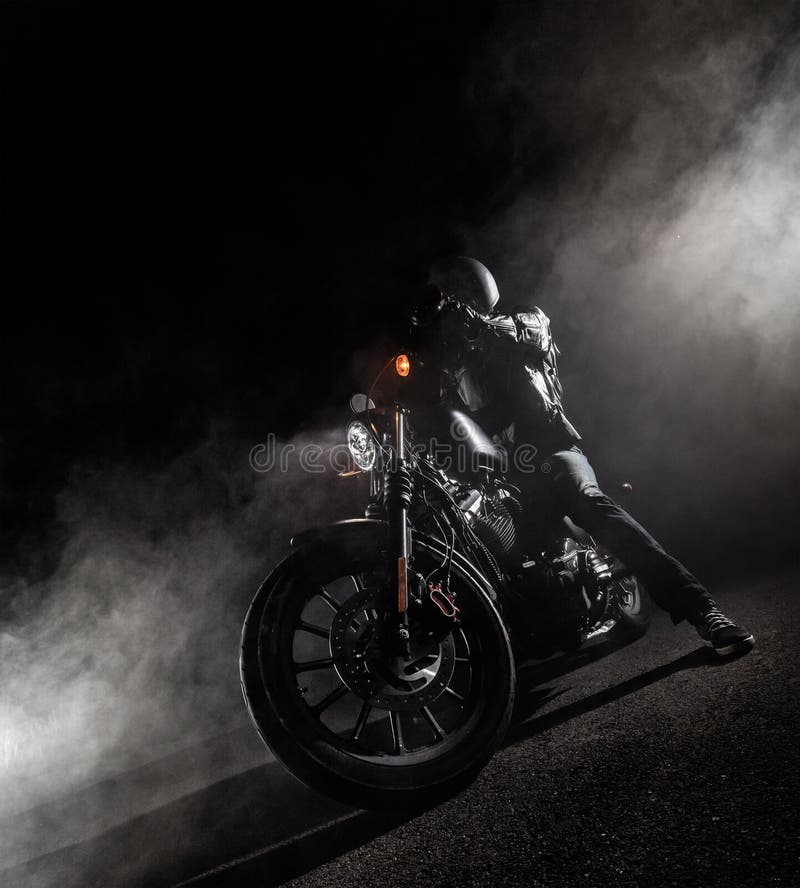 High Power Motorcycle at Night. Stock Image - Image of bike, motorbike ...