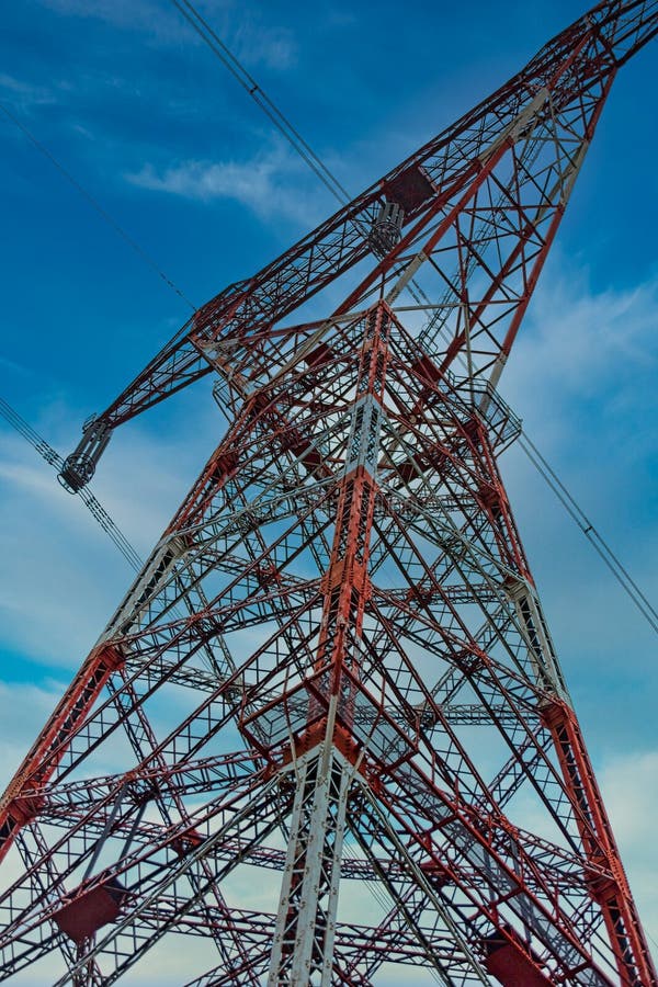 High Power Pylon on Blue stock image. Image of equipment - 191117087
