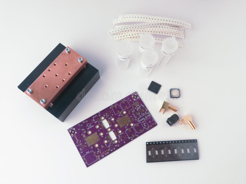 High Power RF PCB with Spare Components for Assembly Stock Photo ...