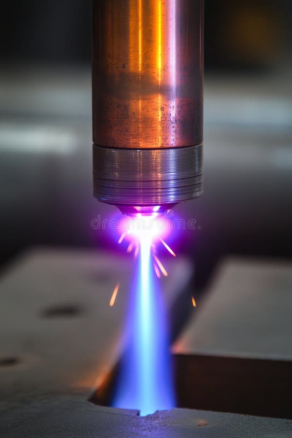 High-Powered Industrial Plasma Cutting System in Action, Manufacturing ...