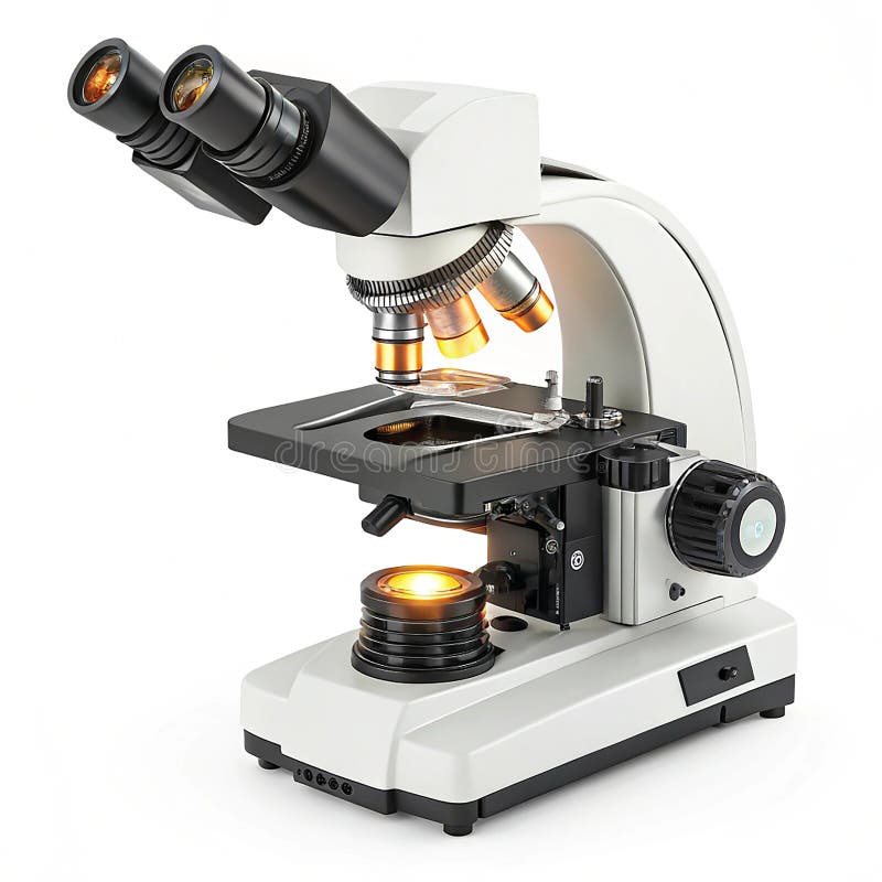 High-powered Laboratory Microscope with Glowing Lenses Stock ...