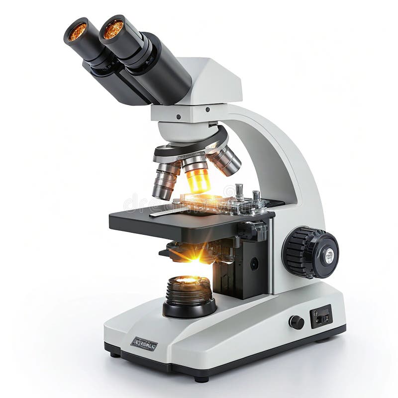 High-powered Laboratory Microscope with Glowing Lenses Stock ...