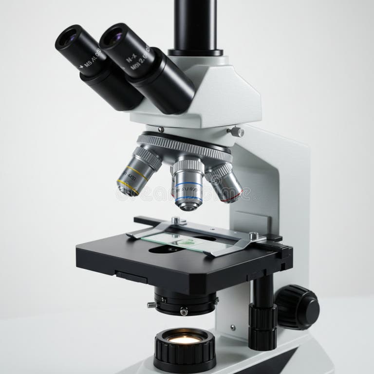 A High-powered Light Microscope Featuring Three Objective Lenses and Two Eyepieces Stock ...