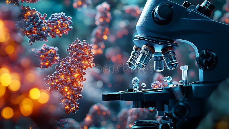 High Powered Microscope Examining Vibrant Molecular Structures ...