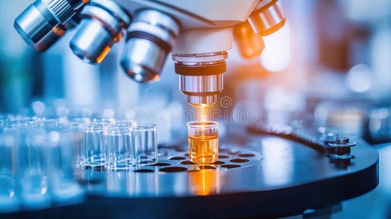 Advanced Scientific Research Using High Powered Microscope Stock Photos ...